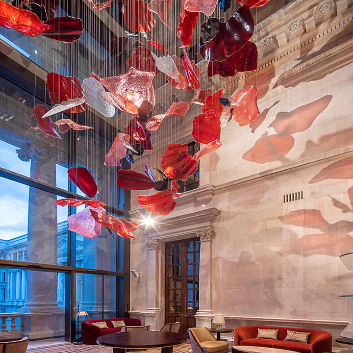 Custom Design Large Decorative Red Acrylic Pendant Light Fixtures Hotel ...