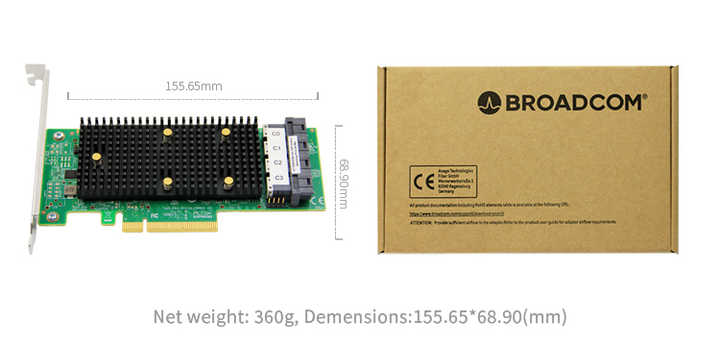 Broadcom HBA 9400-16i LSI SAS3416 05-50008-00 4*SFF8643 12Gb/s SAS/SATA/NVMe Tri-Mode Host Bus ...