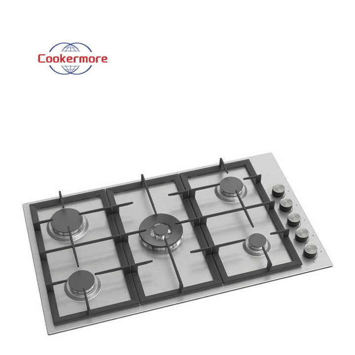 Five-Burner Stainless Steel Gas Stove with Embedded Battery Power ...