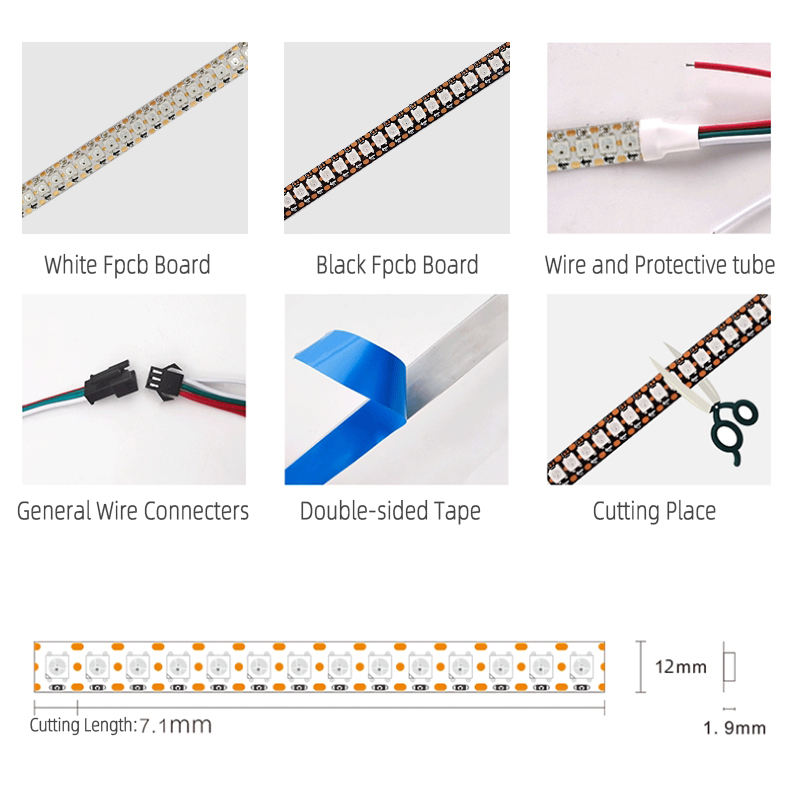 Ws2812 Light Strips 144LEDs 5V 5050 RGB With IC Individual Digital ...