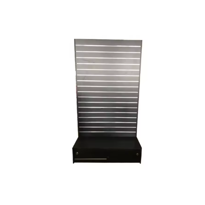 L-Shaped Slatwall Display with Storage Cabinet, Modern Single-Sided ...