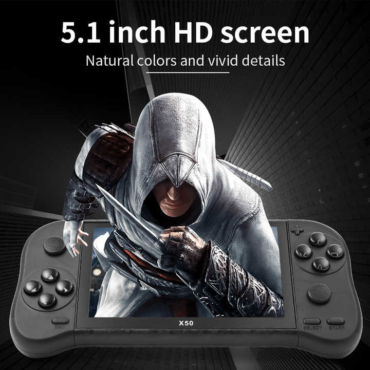 X50 Handheld Game Player - 5.1 Inch HD Screen with 6800 Games