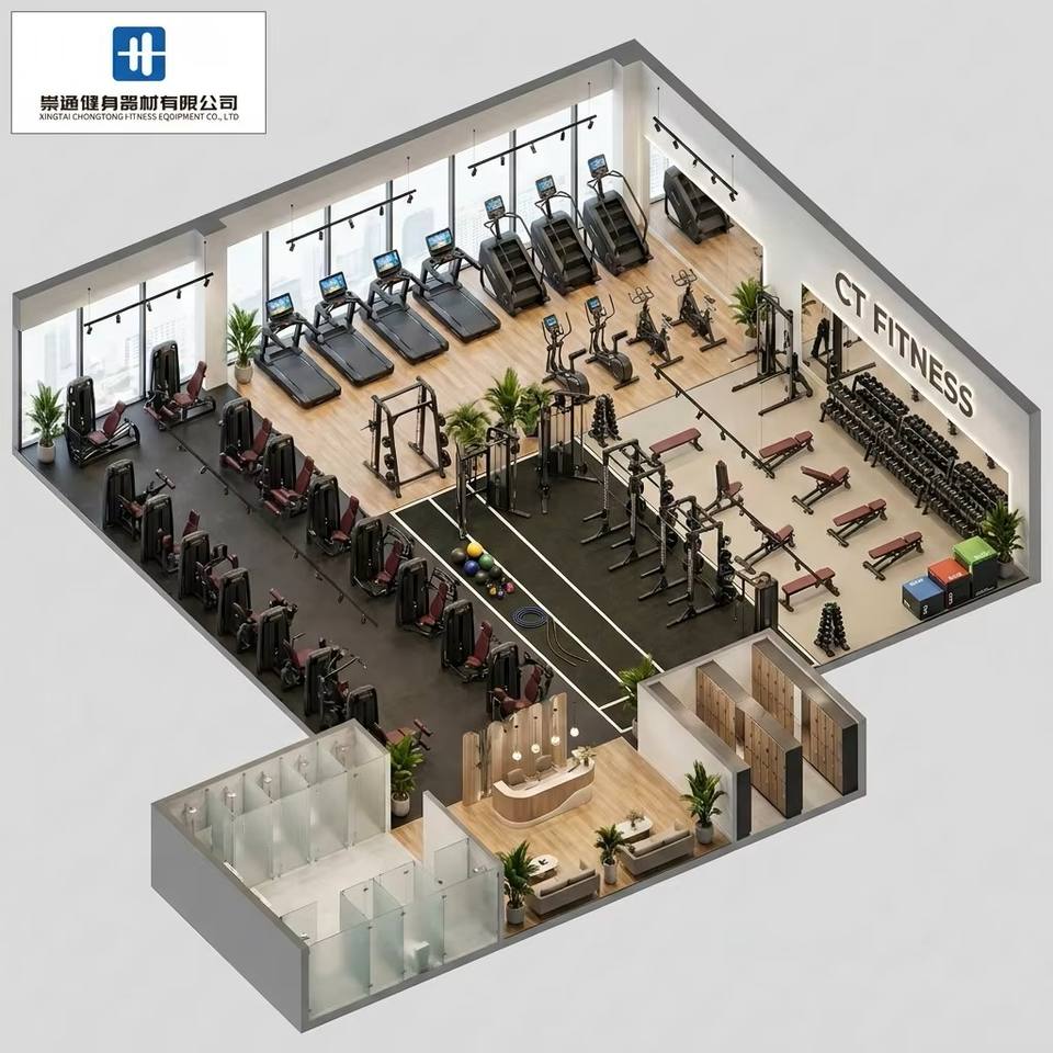 500㎡One-Stop Commercial Gym Equipment Full Set OEM ODM Factory Turnkey ...
