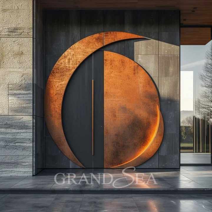 Modern American Style Solid Wood Entrance Door - Secure & Stylish