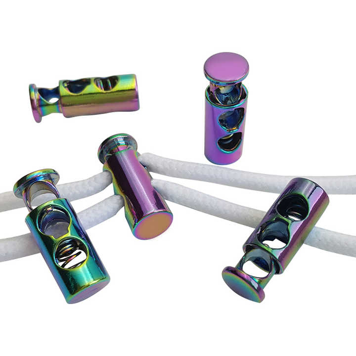 Wholesale Rainbow Cord Stopper Two Holes Elastic Rope Lock Buckle Metal ...