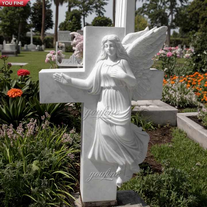 Angel of Grief Marble Stone Life Size Weeping Angel Statues Headstone ...