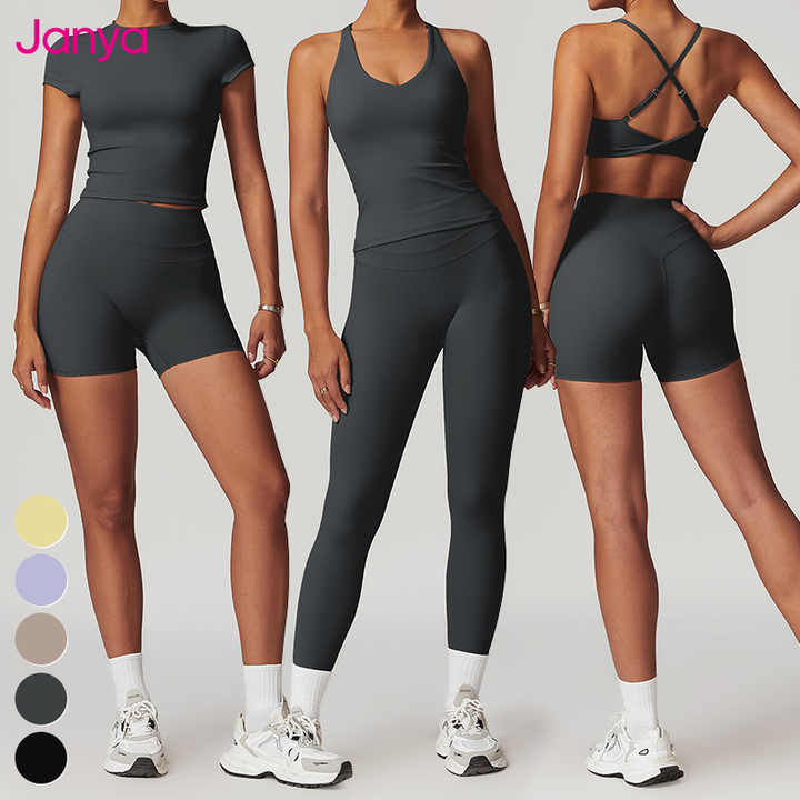 Wholesale Women's Activewear Suit Sports Bra Leggings 5 Piece Set High Waist Workout Clothing ...