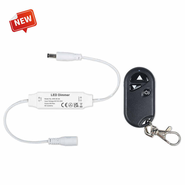 DIM-3K-8A Single Color Led Dimmer 3 Keys Black Wireless RF DC12V- 24V ...