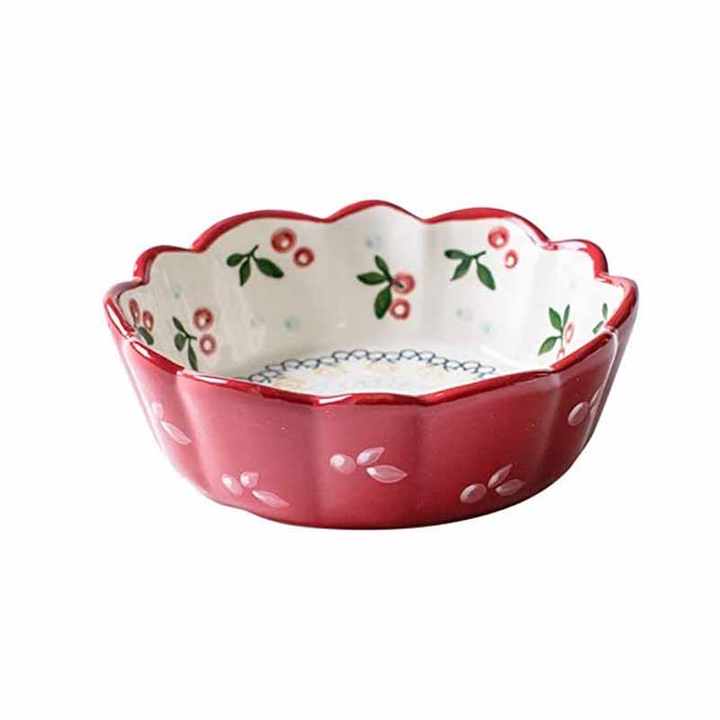 Cherry Pattern Ceramic Pie Pan Handmade Porcelain Pie Plates Salad ...
