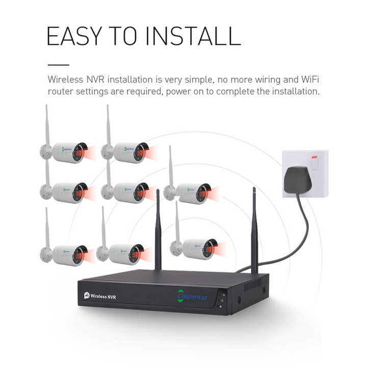 1080P Tuya App Security Wireless NVR Kits H.265 Wifi 8-Ch CCTV Camera ...