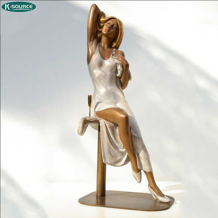 Decorative Bronze Metal Art Casting Lady Sculpture Cooper Life-size ...