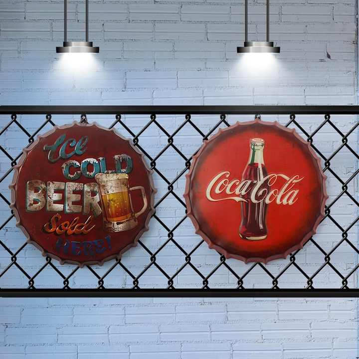 Decorative Bottle Caps Metal Tin Signs - 3D Wall Art