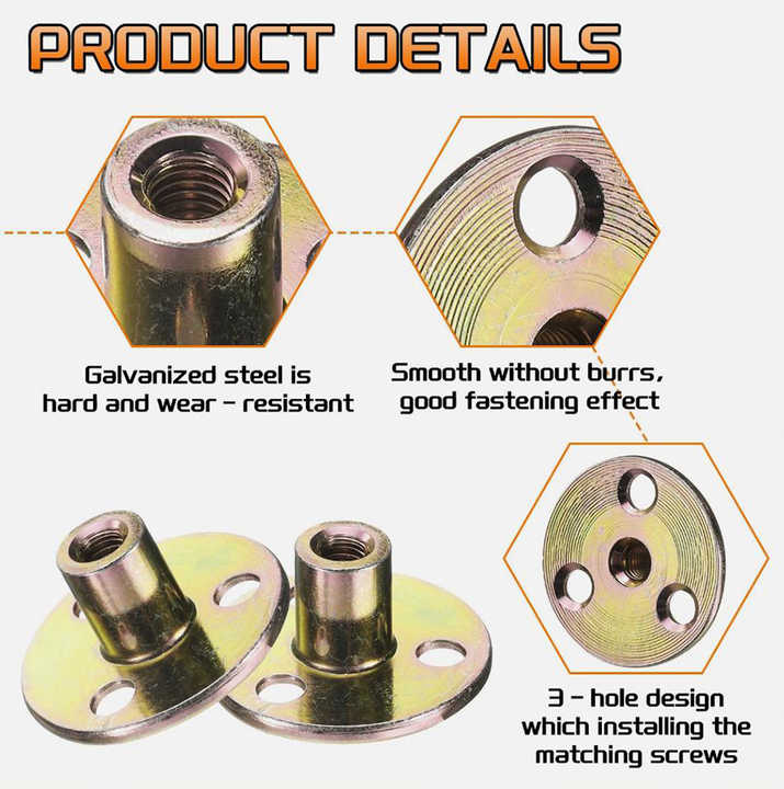 M6 M8 M10 M12 Iron Plate Lock Nut for Wood Furniture Splint Lock Nut Sofa Foot Lock Galvanized ...