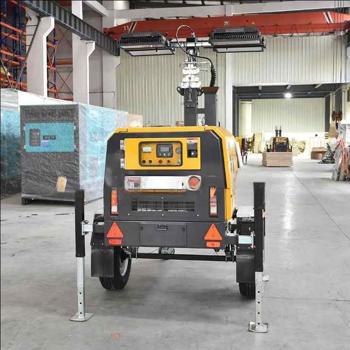 9m Telescopic High Mast Generators LED Lights Tower 9kw 10kw Diesel Generator Mobile Light Tower ...