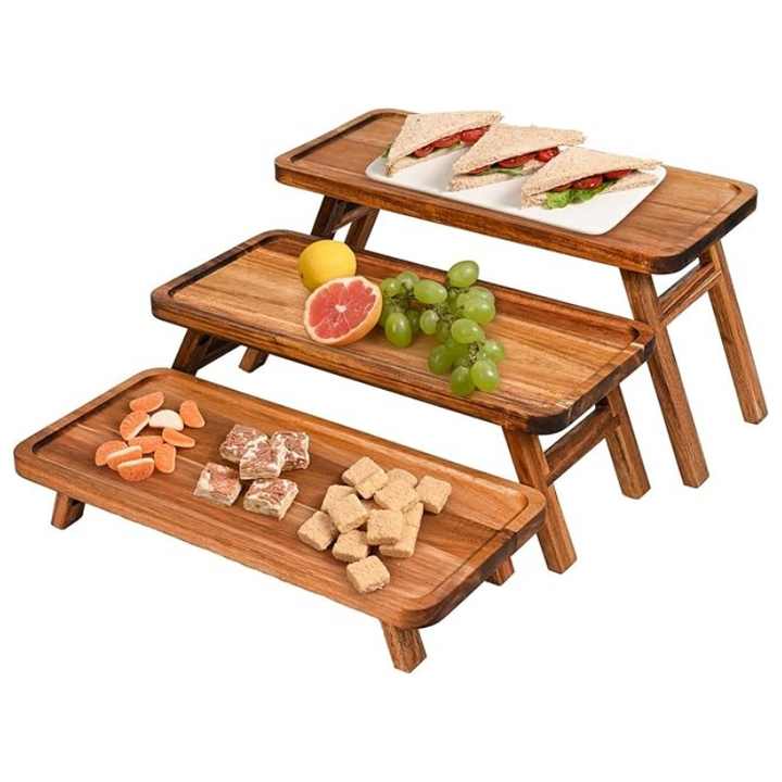 Factory Customized Wood Party Serving Tray Tiered Wooden 3 Layer Food ...