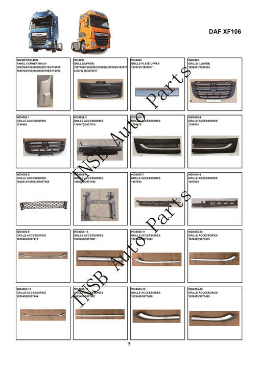 DAF XF serisi serisi kamyon yedek vücut parçaları için DAF XF106 kamyon ...