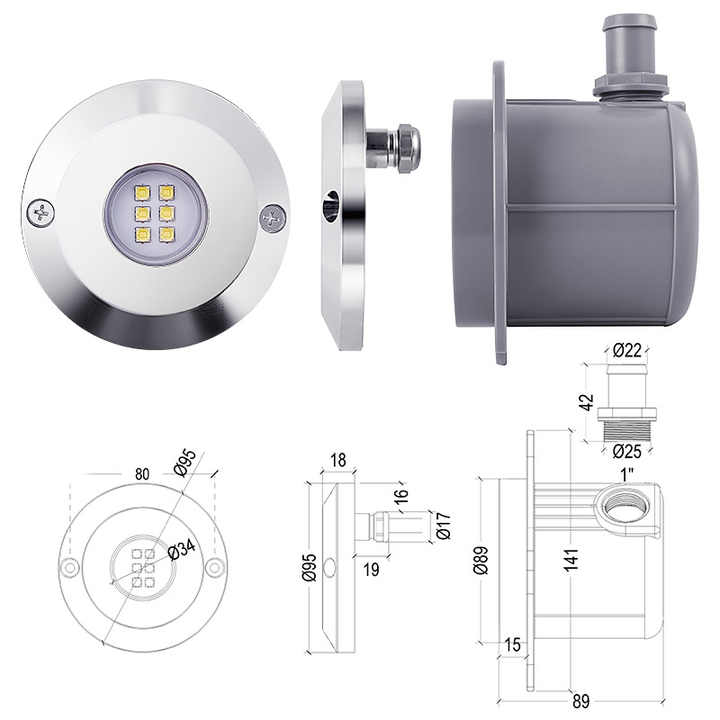 Stainless Steel Pool Lights Led Underwater Spotlight 12/24V 10W 18W 35W Waterproof Rgb Led Light ...