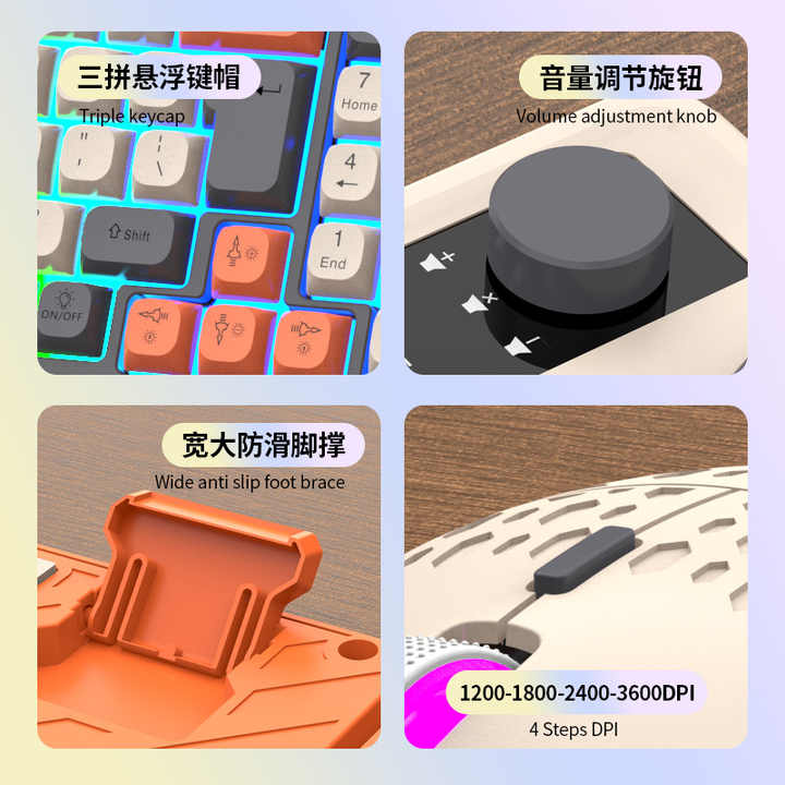 RAIKU K98/T98 Customized Gaming Keyboard and Mouse Set With Tri-Color ...