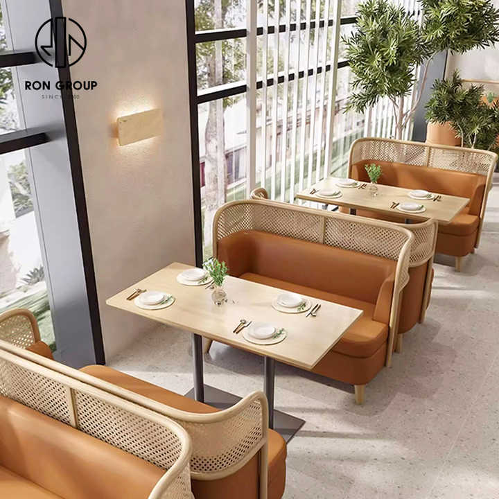 Square coffee shop fast food commercial cafe wood leather restaurant ...