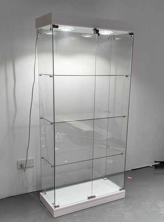 Custom White LED Light Glass Display Showcase for Shopping