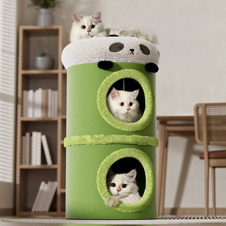 Creative Small Integrated Double-Layer Cat Tree Scratcher Winter Warm ...