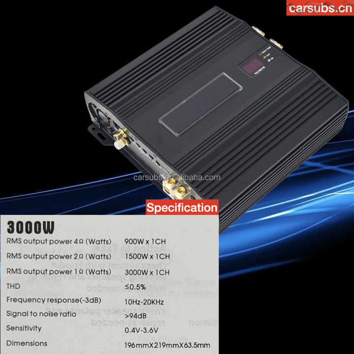 Brazilian 1 Ohm Car Subwoofer Amplifier Class D Full Range RMS 3000W ...