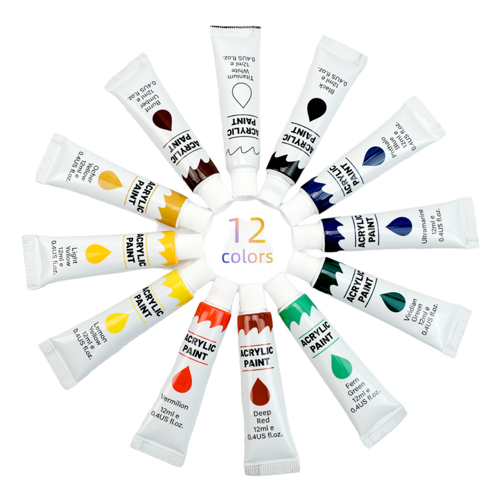 12-Color Acrylic Paint Set for Adults Teens Kids Non-Toxic Water-Based ...