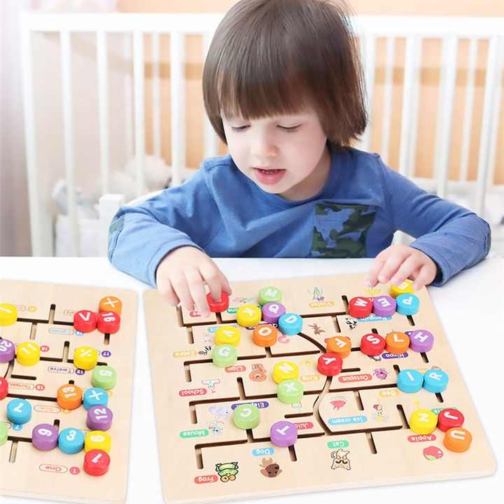 ABC 26 Letters Alphabet Wooden Maze Board for Kids