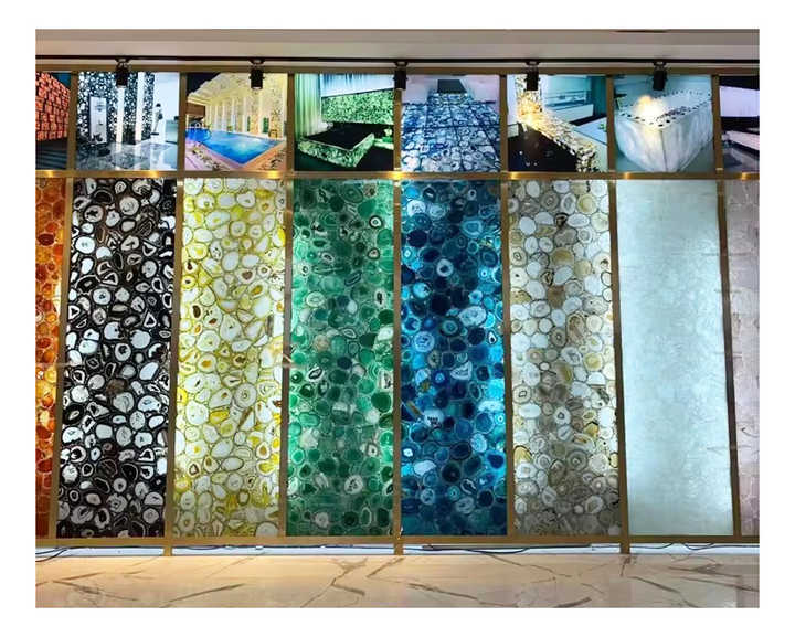 Backlit Semiprecious Green Jade Onyx Stone Agate Tile Gemstone Slab
