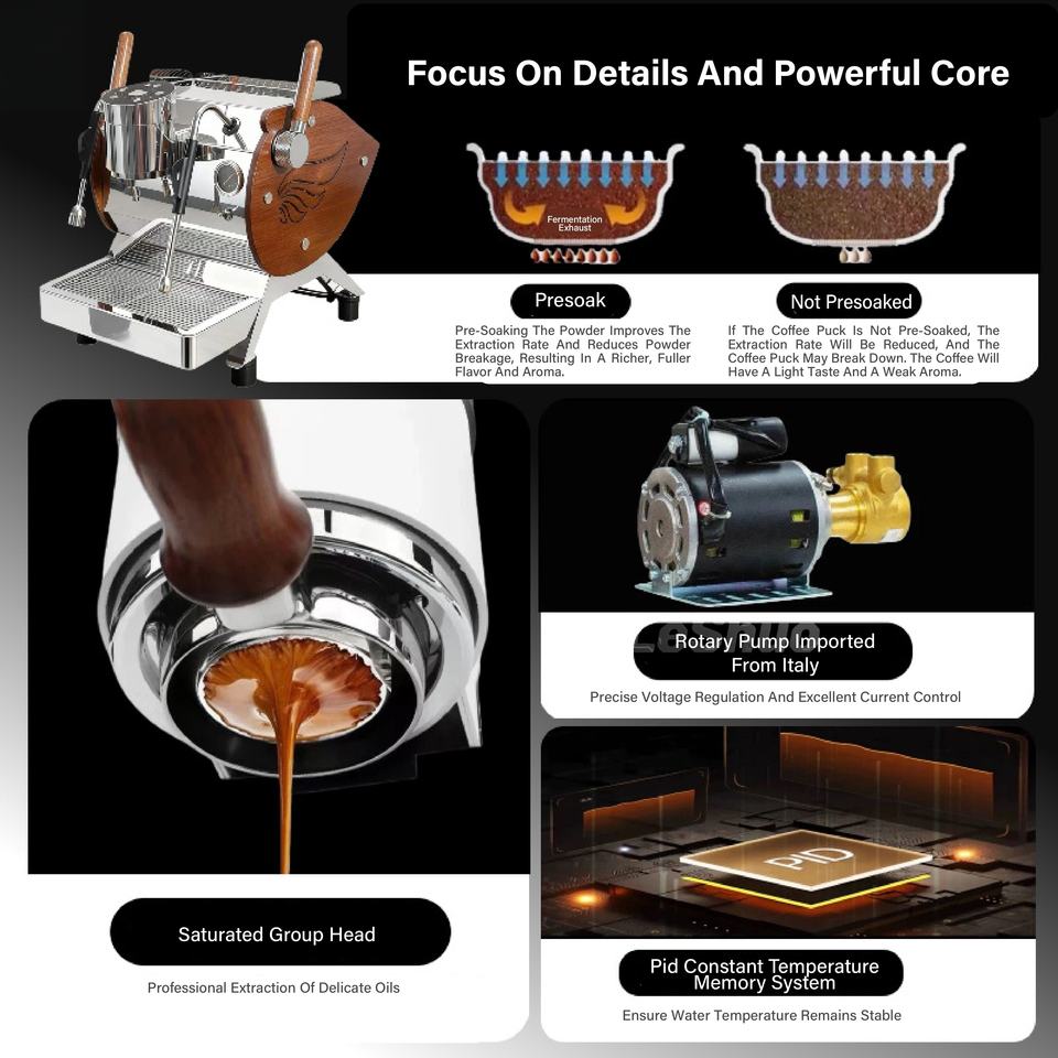 Professional Italian Espresso Coffee Machine Food Grade Stainless Steel ...