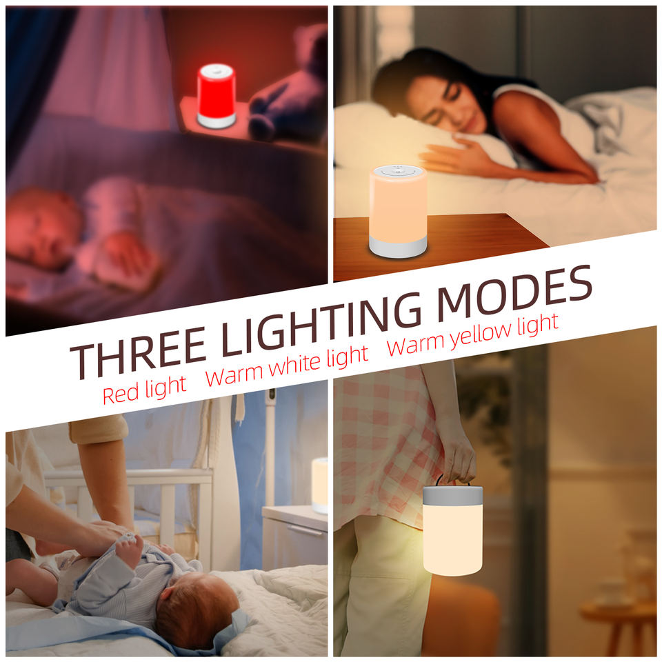 670nm Red Light Therapy Sleep Lamp Dimmable Bedside Night Light with ...