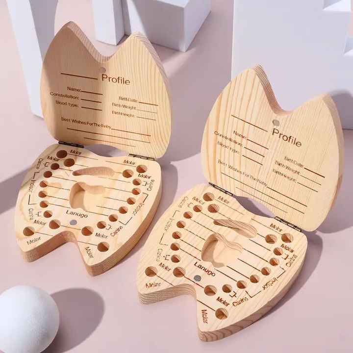 Small Dental Storage Keepsake Box Solid Wooden Baby Teeth Box for ...