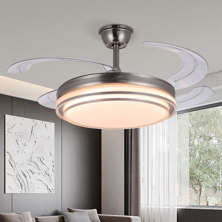 42-Inch Retractable DC Ceiling Fan with Light Invisible Flush Mount ...