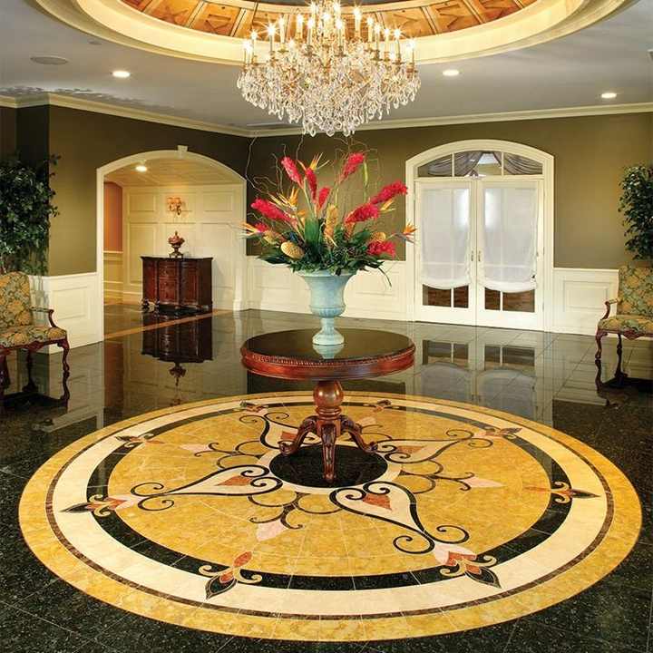Nautical Compass Floor Medallion - Waterjet Marble Design