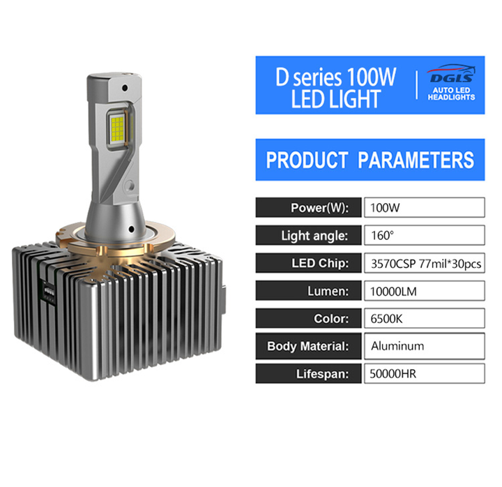 DGLS 100W 10000lm 밝은 D1S Led 헤드라이트 D2S D3S D4S D8S 자동차 헤드라이트 HID 제논 D1S Led 헤드라이트 D1 D2 D3 D4 D8 ...