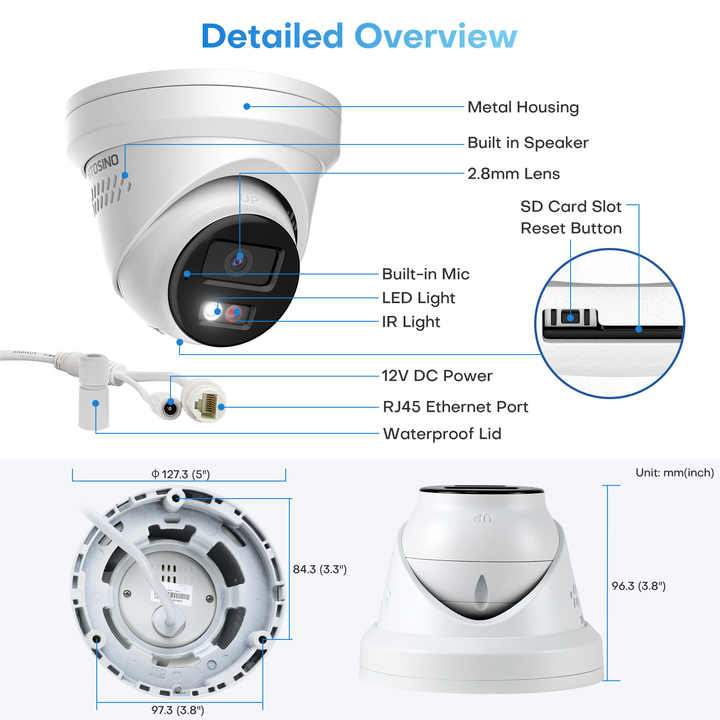 HITOSINO OEM HIK 5MP Hybrid Light Night Vision Full Color Two Way Audio ...