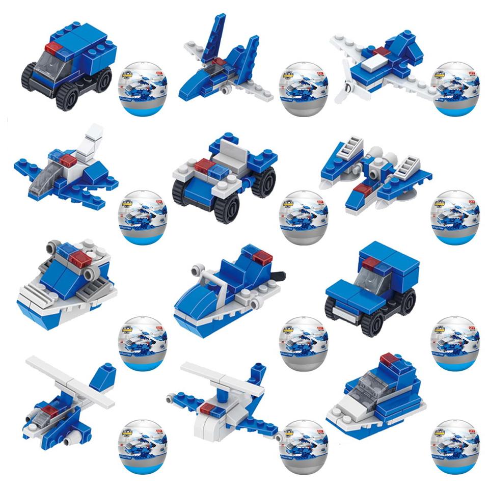 Mini Building Blocks Machine Cop Helicopter Model DIY Assembly Bricks ...