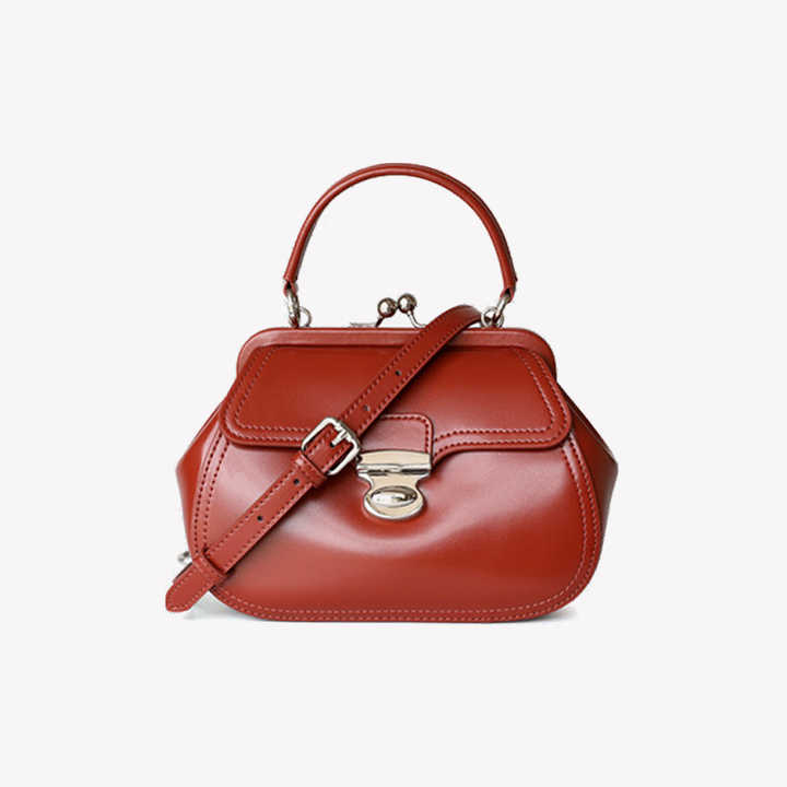Fancy Design Genuine Leather Top Handle Handbag For Women & Luxury Purses