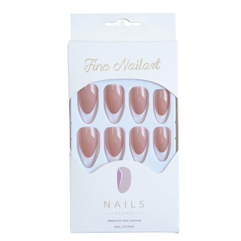Ultra-Glamorous Nude Peach French Nail Tips Almond-Shaped for a ...