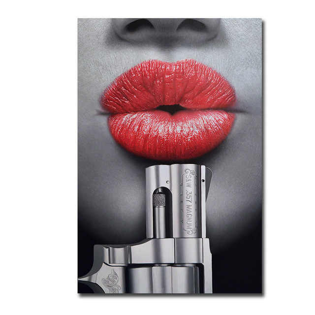 Sexy Bleeding Red Lips Wall Art Canvas Prints - Modern Deco