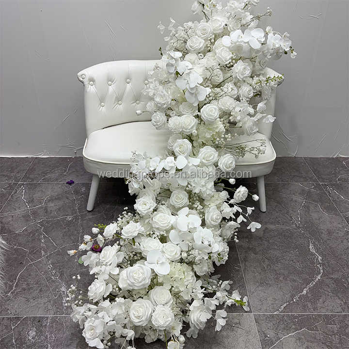 artificial wedding flowers runners stage backdrop flowers white flower ...