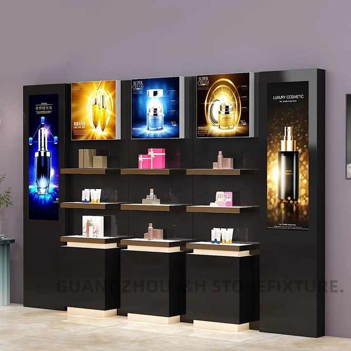 Luxury Custom Perfume Showcase Cabinet Wooden Cosmetics Product Stand ...
