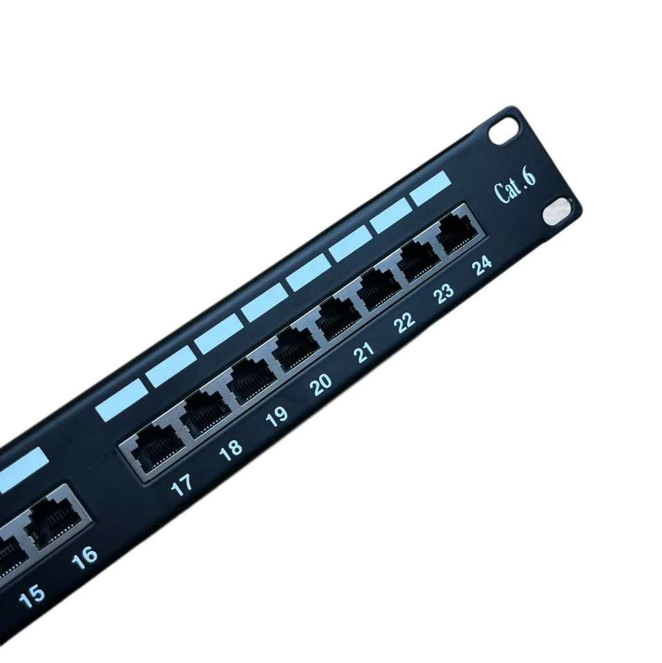 19 Inch Cat6 FTP Patch Panel 24 Ports 1U Rack Mountable RJ45 Keystone ...