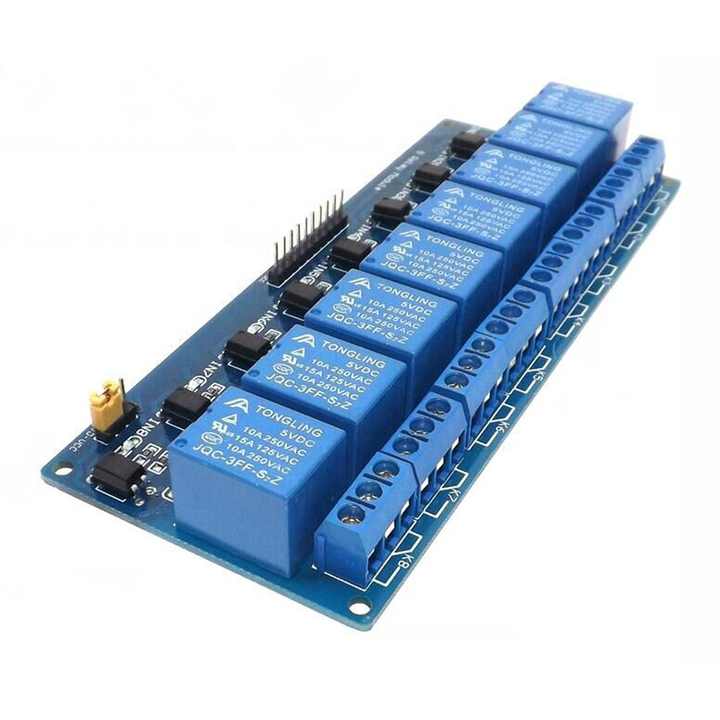 12V 8 Channel Relay Module with Optocoupler - Low Level Trigger