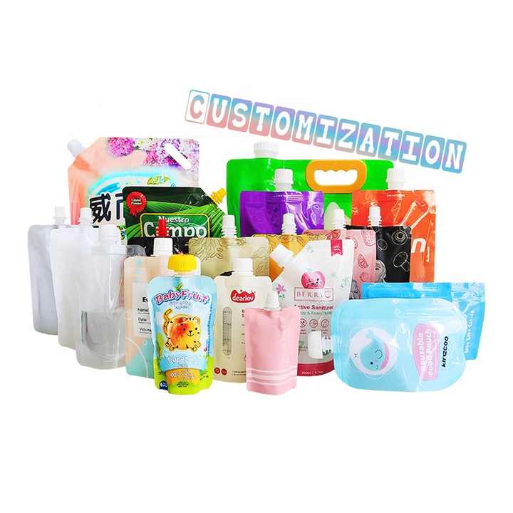 Custom Printed Stand Up Drink Pouch with Recyclable Spout & OEM/ODM
