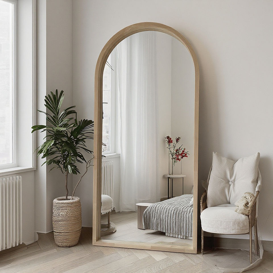 Wholesale Modern Arched Wooden Framed Mirror for Living Room Decorative ...