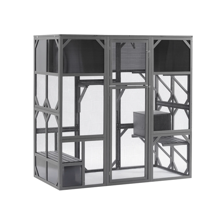 Eco-friendly Outdoor Wooden Cat House - Cattery Design