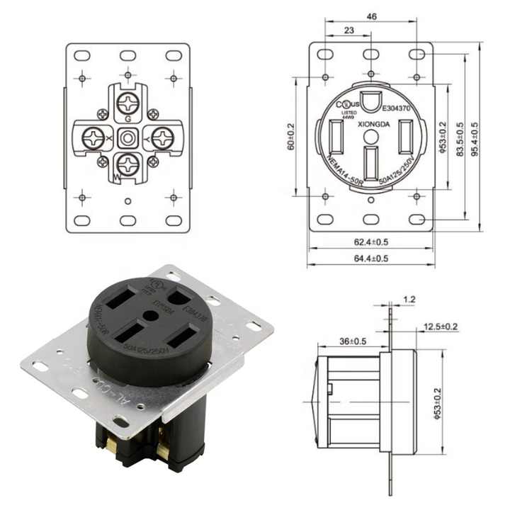 50A NEMA 4PIN 14-50R RV and EV Receptacle - Reliable Power