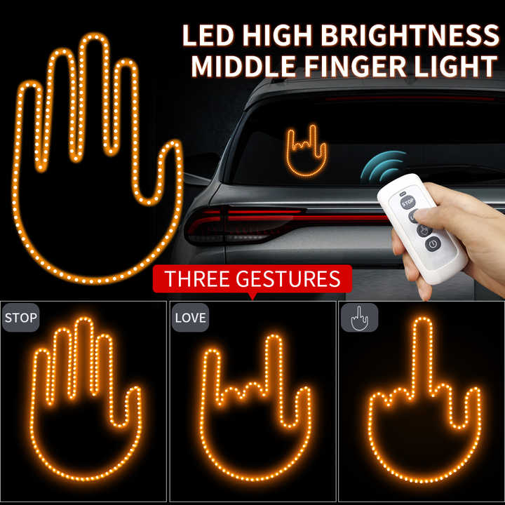 Car Back Window Funny Car Finger Light with Remote Give the Bird Road ...