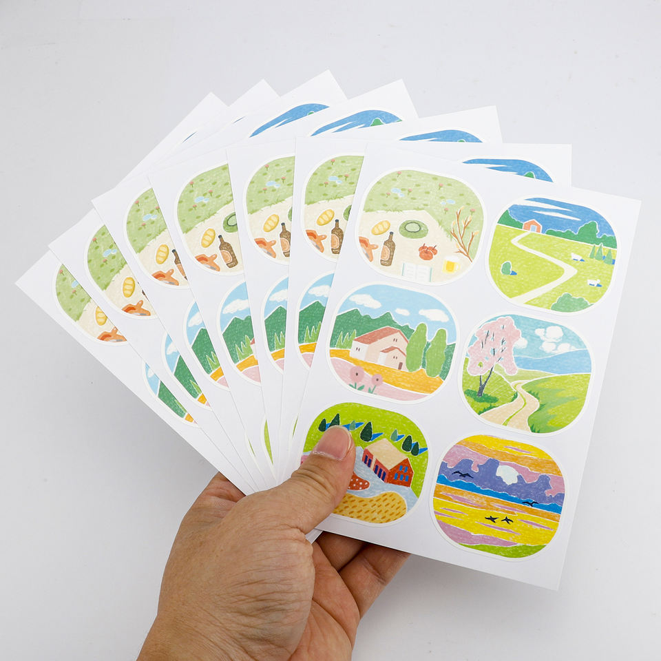 Custom Landscape Scenery Sticker Sheet Hand Drawn Cute Die Cut Stickers ...